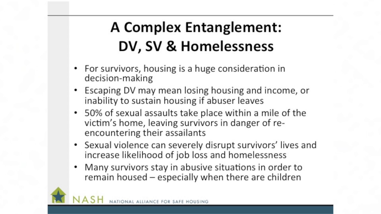 Domestic Sexual Violence Homelessness And Housing 101 Youtube