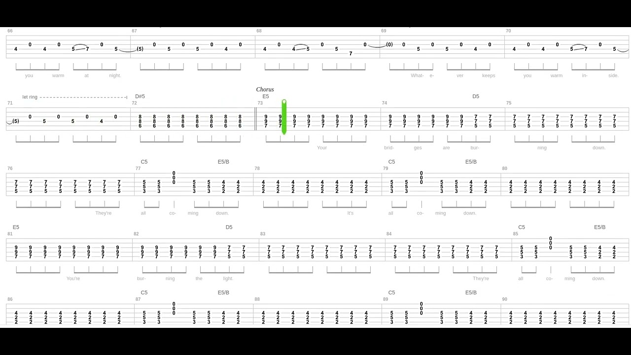 Bridge Burning Tab by Foo Fighters + Guitar only + Guitar tab - YouTube