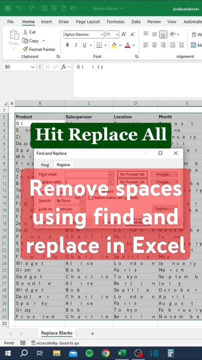 Remove spaces using find and replace in Excel. #shorts #shortsfeed #shortsvideo #excel # ...