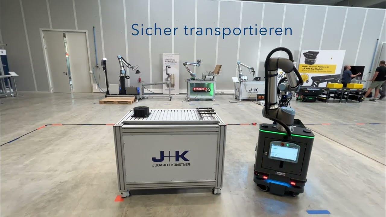 Fahrerloses Transportsystem mit Roboter - MiR Mobile Cobot ER-Flex- F - YouTube