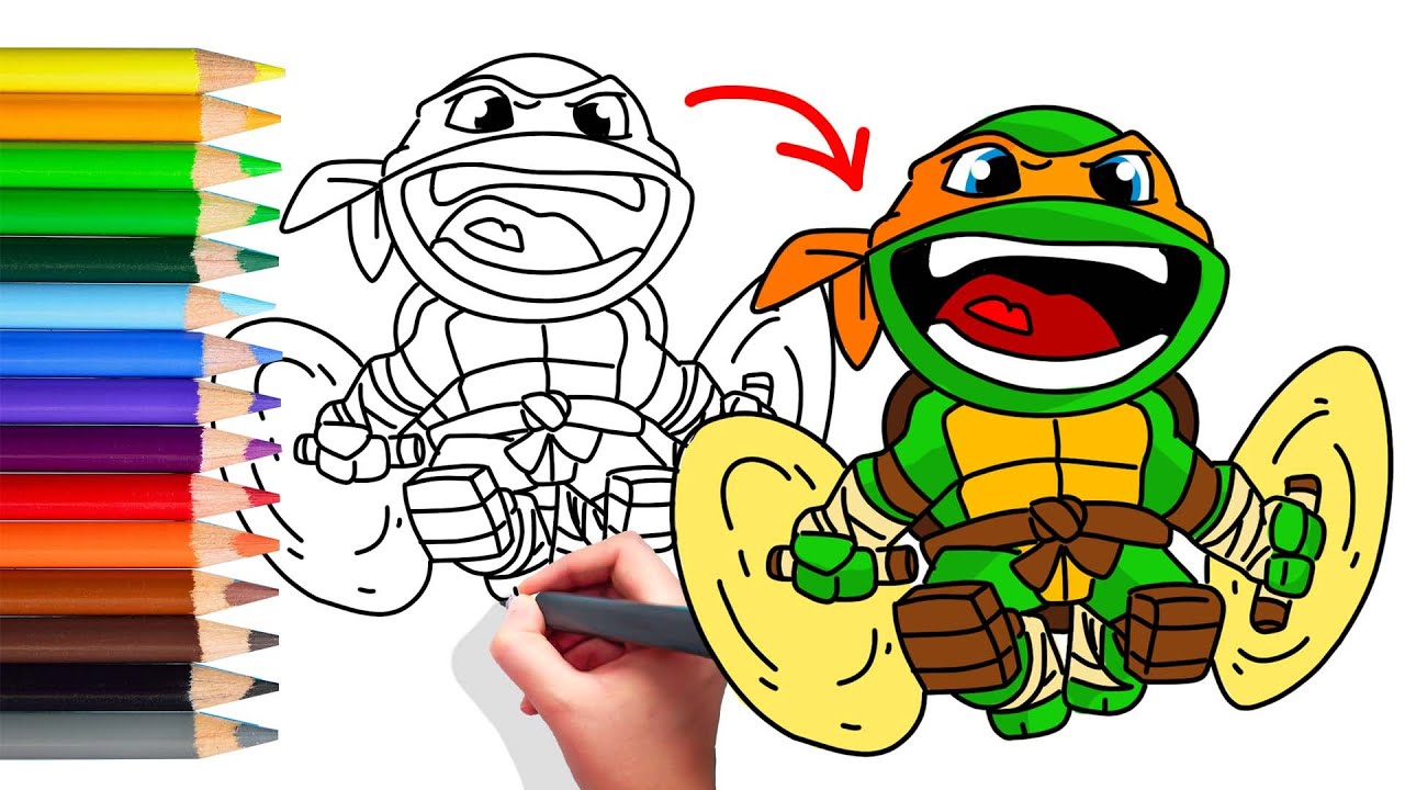 How To Draw Michelangelo , Teenage mutant Ninja Turtles - YouTube