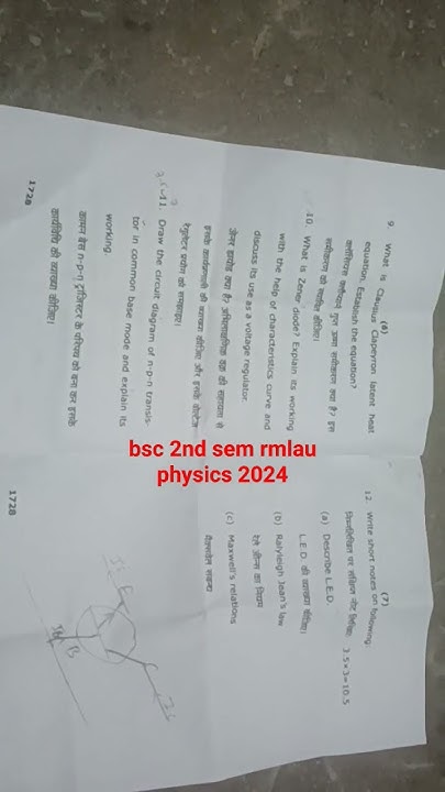 bsc 2nd sem physics question paper 2024 | rmlau | awadh university - YouTube