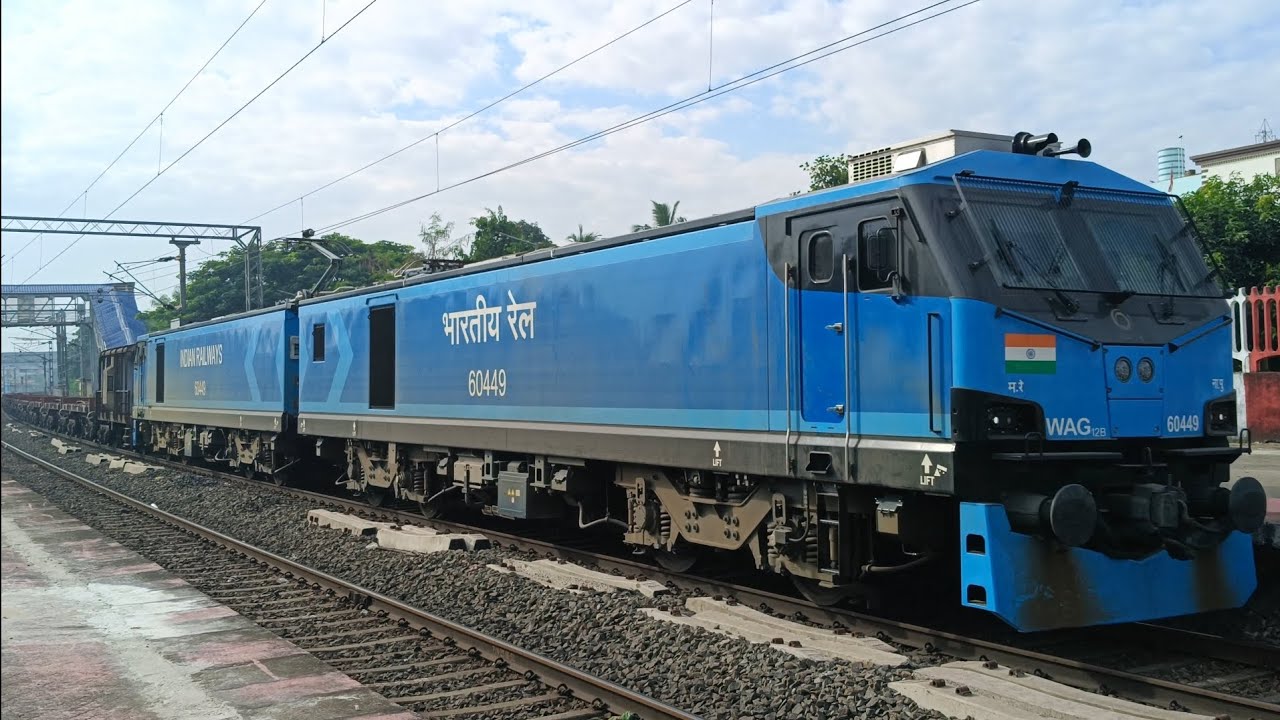 WAG-12B OPERATION WITH 59 EMPTY GOODS WAGONS #wag12b #indianrailways # ...