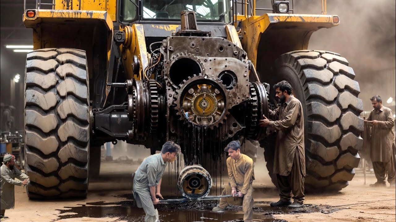Unbelievable Expert Mechanics Change Brake Lining on Caterpillar Wheel ...
