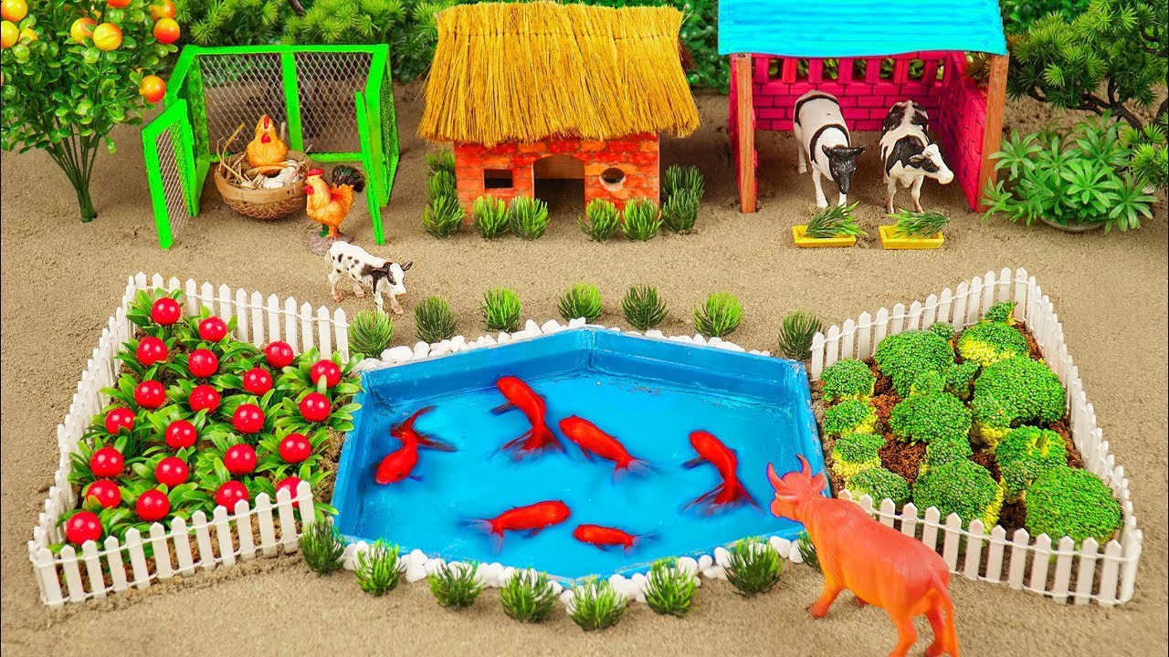 DIY mini Farm Diorama with house for Cow,Pig | Mini Hand Pumb Supply ...