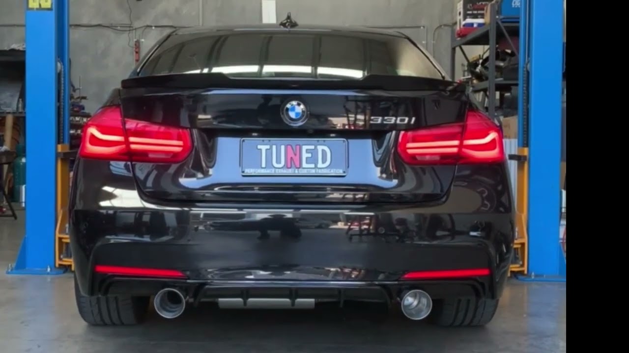BMW F30 330i custom 3" Diff back exhaust with remote valve + sound clip ...
