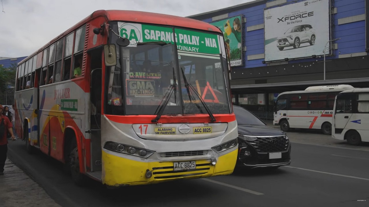 Philippines, ordinary fare bus ride from SM City SJDM to Fairview ...