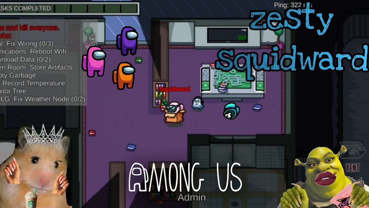Zesty Squidward is imposter again !! Among us Imposter gameplay on ...