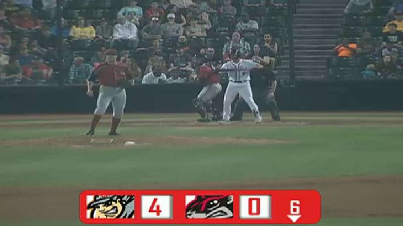 Alex McRae caps his strong outing with a strikeout - YouTube