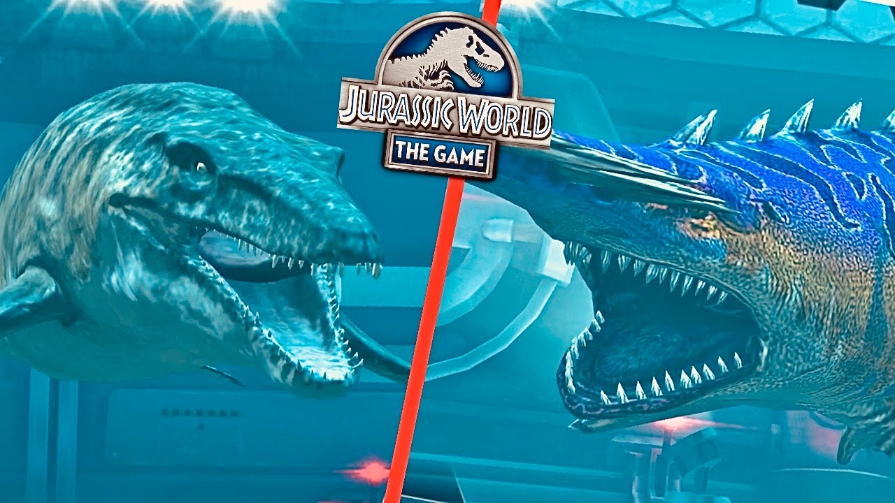 MOSASAURUS REBIRTH vs ONCHOPRISTIS IN JW | JURASSIC WORLD THE GAME ...
