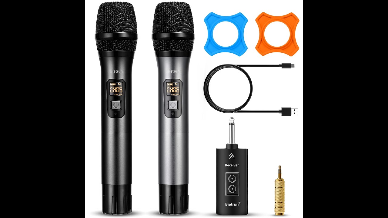 Bietrun Wireless Microphone with Bluetooth, Professional UHF Dual ...