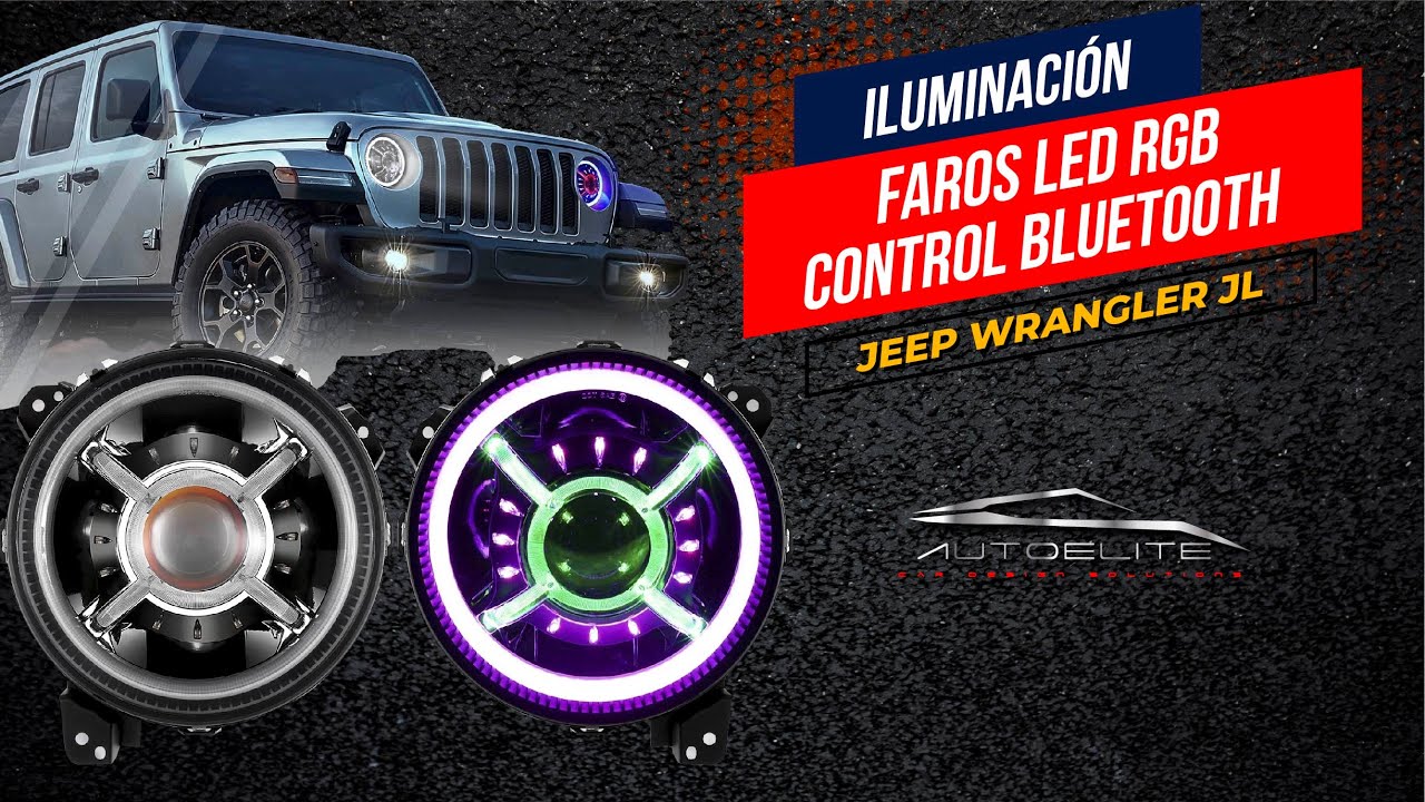 Faros LED RGB Jeep Wrangler JL | Control de luces con Bluetooth | Autoelite - YouTube