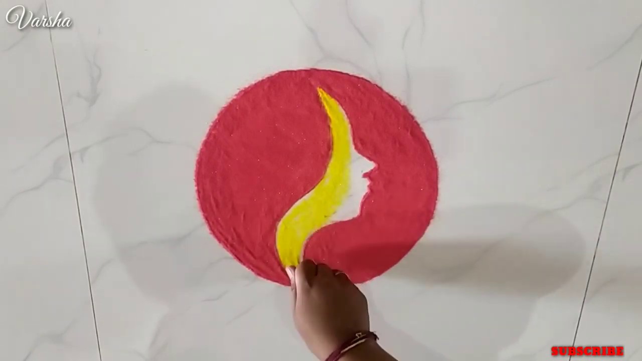 Simple women's Day rangoli design/attractive rangoli design - YouTube