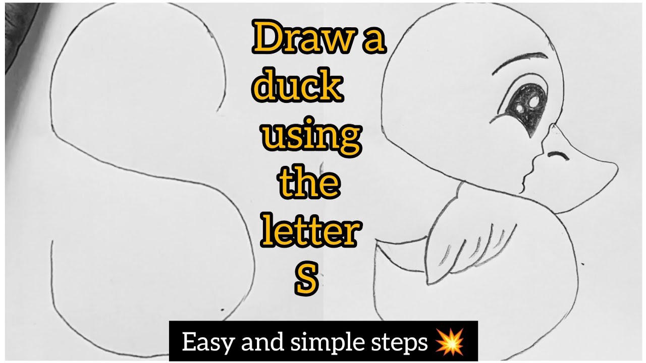Draw a duck using the letter S ll Easy and simple steps 💥#drawing #duck ...