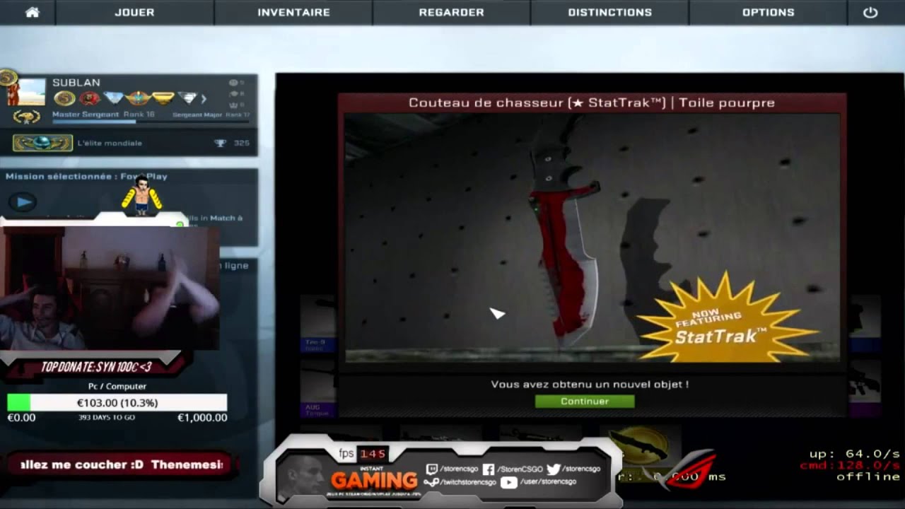 [FR] One opening , 2 stattrack knife :D , bootcamp with subette - YouTube