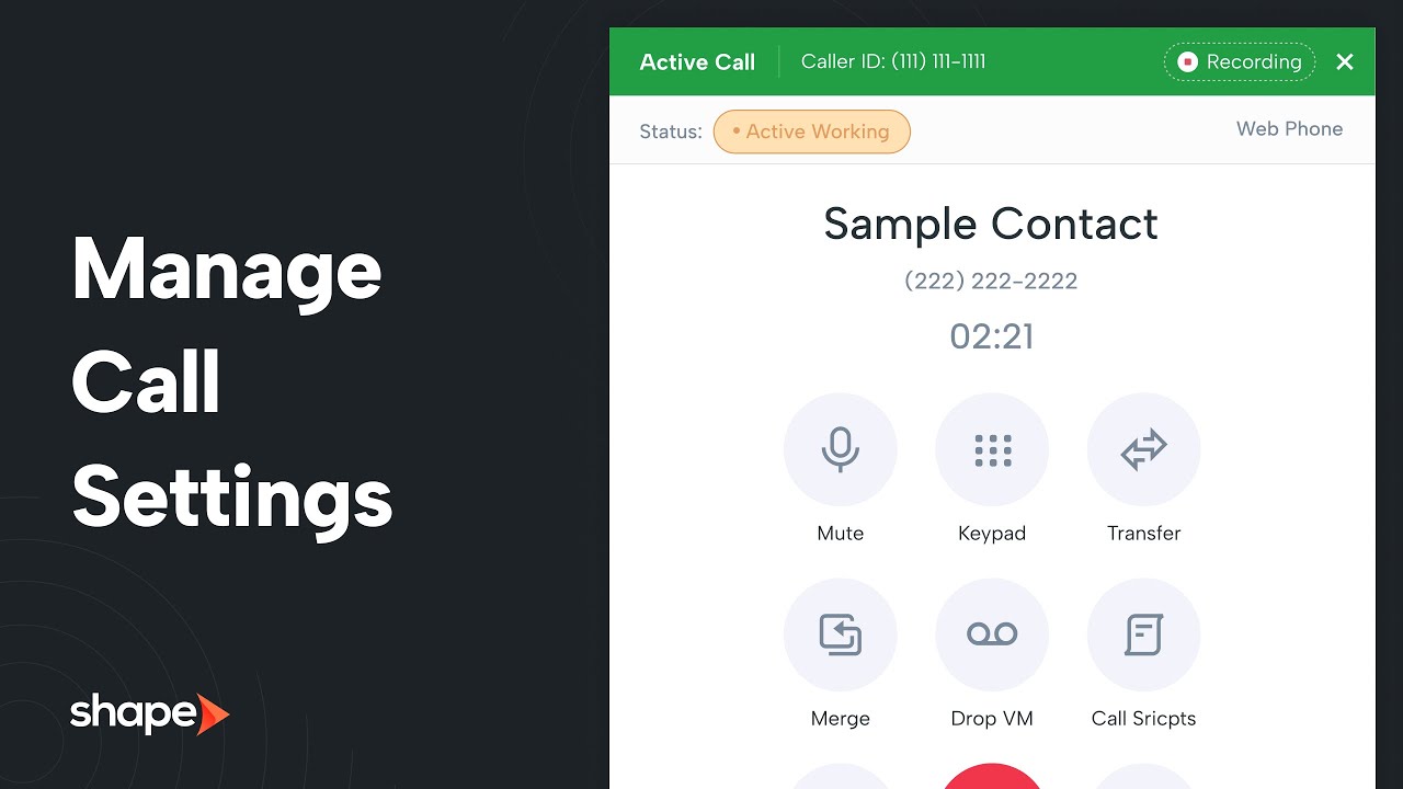 Manage Call Settings in Shape Software - YouTube