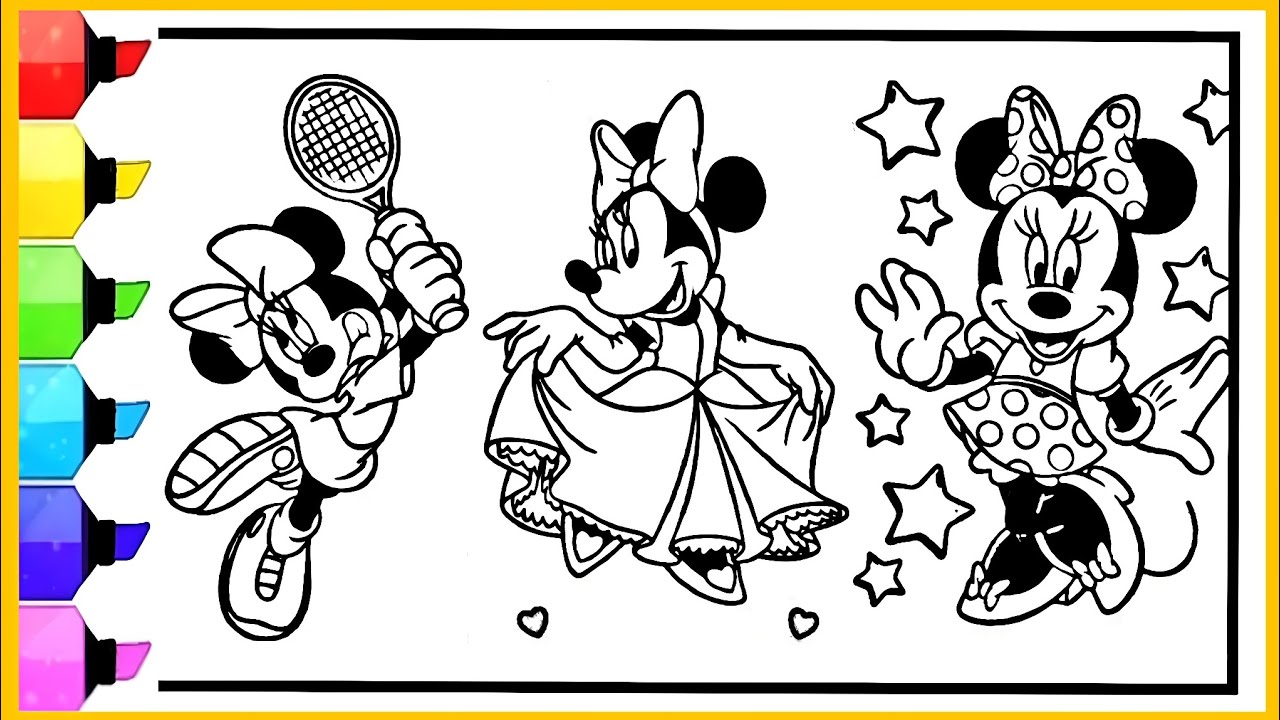Minnie Mouse Drawing Easy | Minnie Mouse Drawing, Painting and Coloring ...