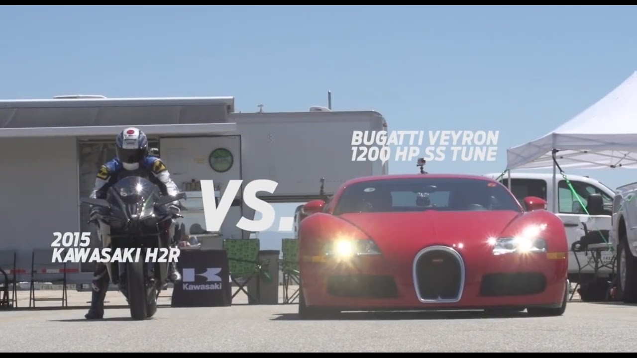 Kawasaki Ninja H2r vs Bugatti Veyron Drag Race 2016 /EXPERIMENT - YouTube