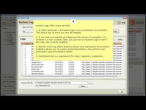 Automation Anywhere System Logs demo - YouTube