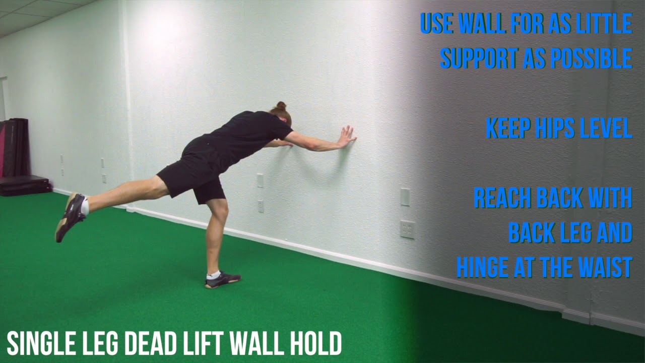 Single Leg Dead Lift Wall Hold - YouTube