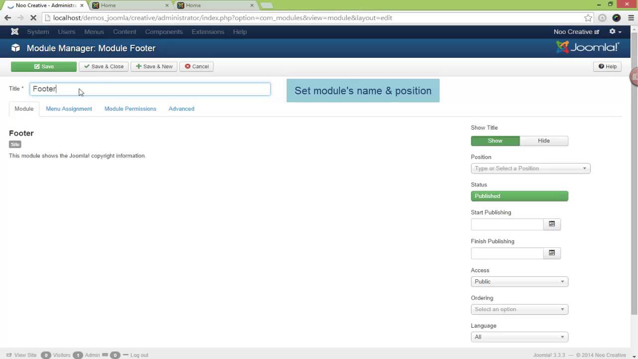 Noo Creative Template - Video tutorial - Footer module - YouTube
