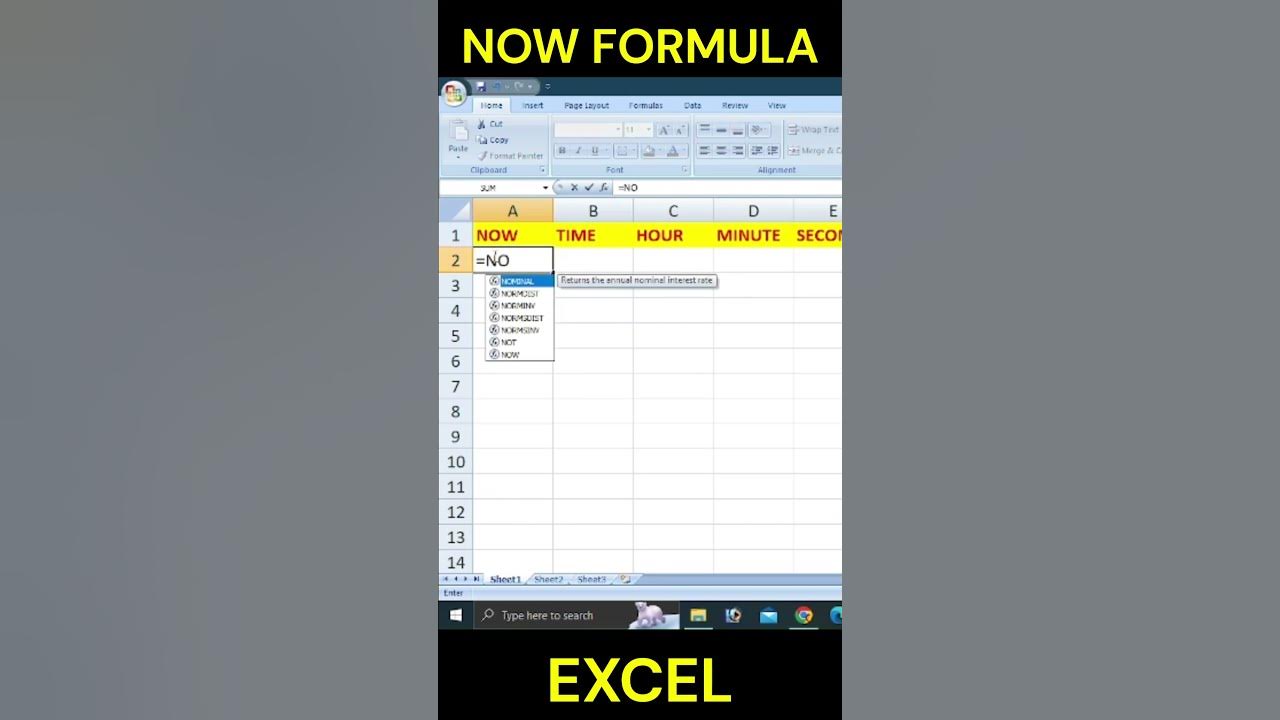 NOW FORMULA IN EXCEL || FIND MONTH IN DATE USING EXCEL FORMULA #excel - YouTube
