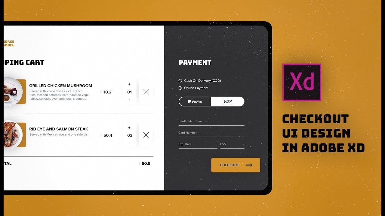 Web App checkout page UI Design in Adobe XD - YouTube