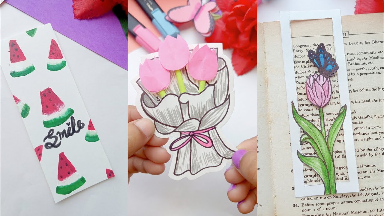 Diy Watermelon Bookmark 🍉 ll Cute Flower Bouquet 🌷 ll Flower Bookmark ...