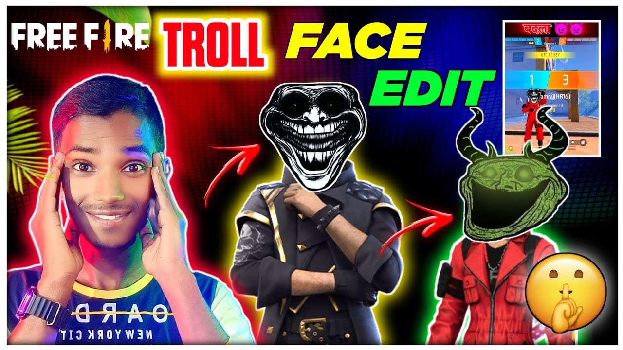 Free Fire TROLL FACE Video Editing Tutorial 🤫 || Face Troll Video ...