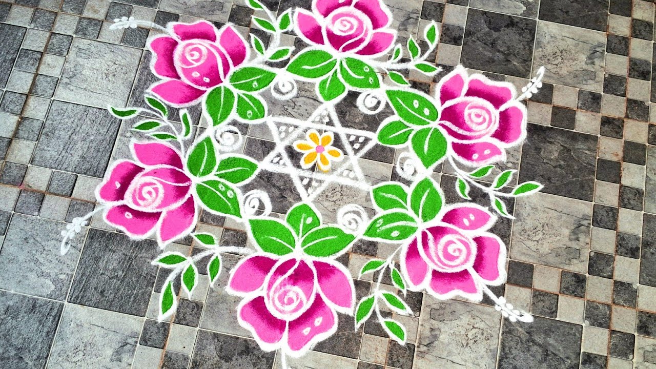Easy Dots 7x4 Rangoli Design | New Year Special Rangoli Design ...
