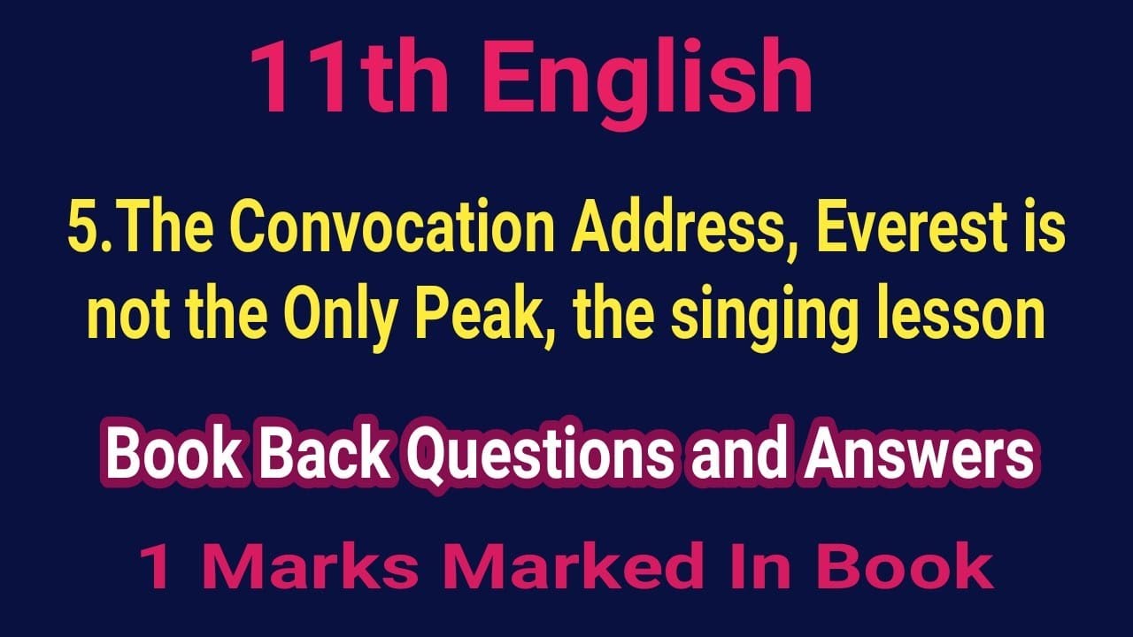11th | English book back questions and answers | Unit 5 The Convocation ...