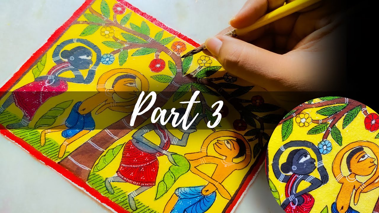 Santhal Painting (3/5) EASY Tutorial /Santali Tribal Painting - YouTube