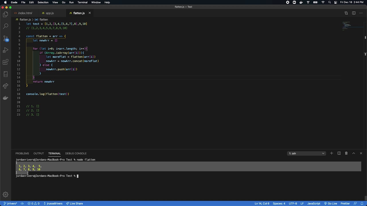 Flatten Array Algorithm In Javascript Youtube