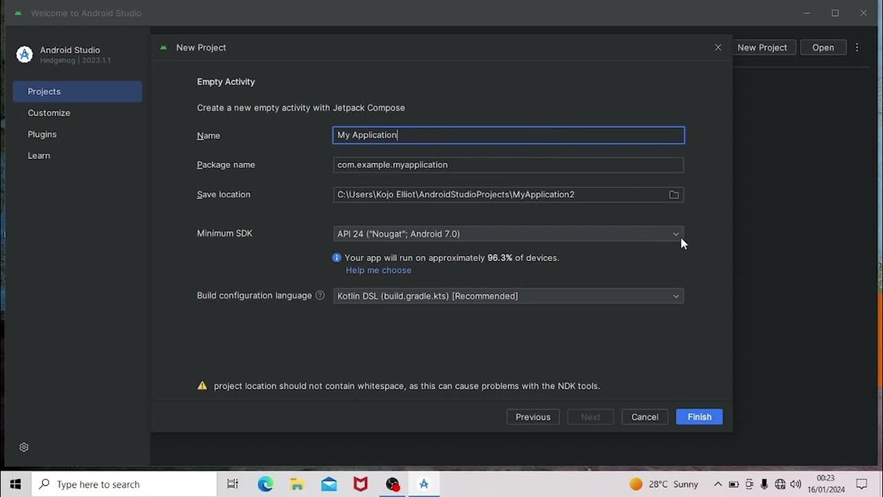 Creating new project in android studio with Java Language - YouTube