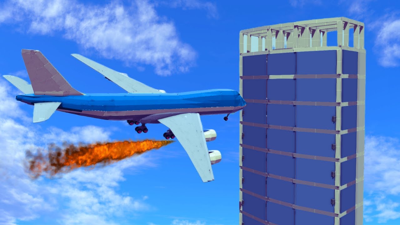 Huge Plane Brutally Crashes Into Building | Besiege - YouTube