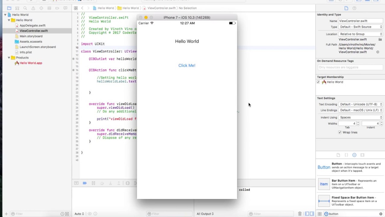Hello World iOS App Demo - YouTube