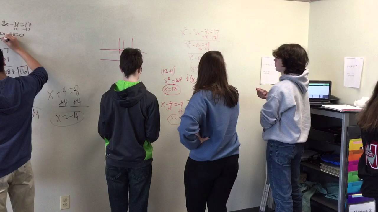 Working in Groups of 3 at the Dry Erase Whiteboard Wall - YouTube