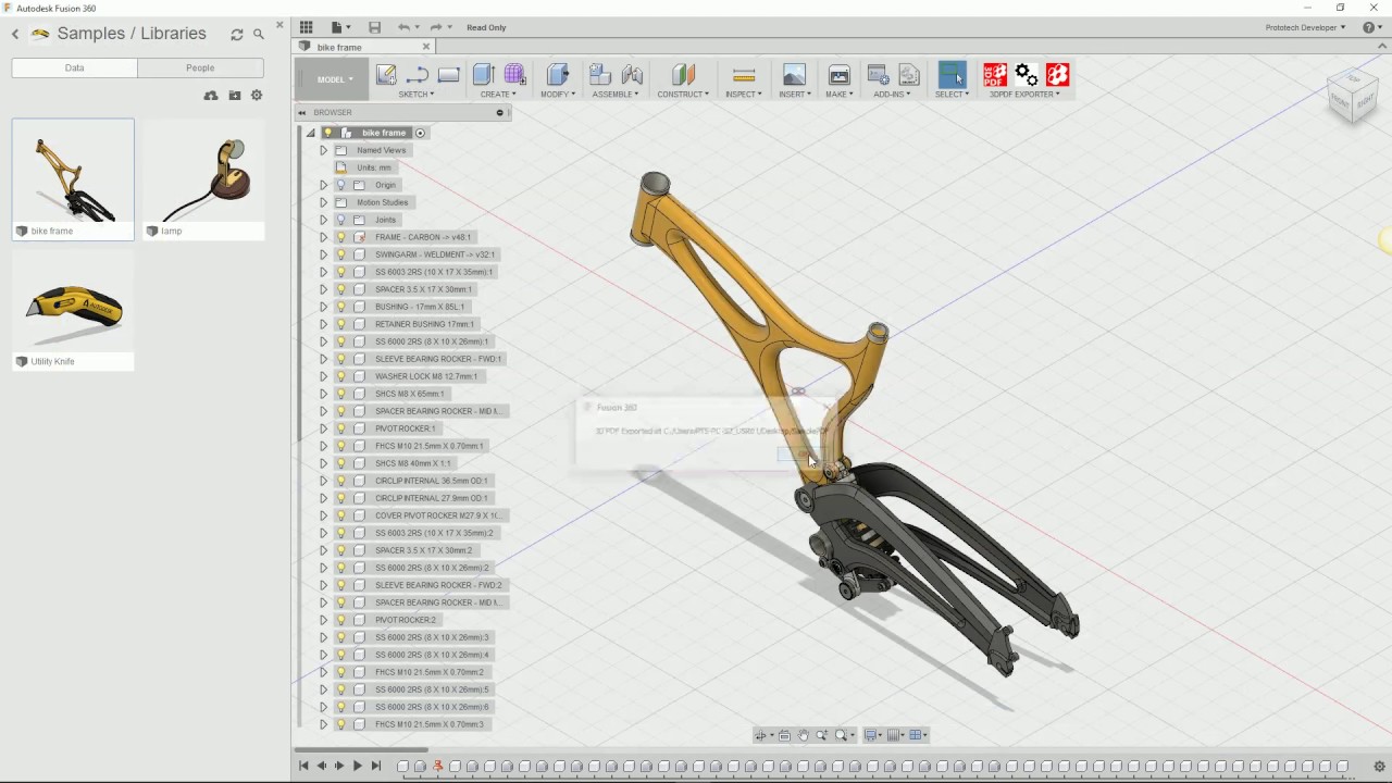 3D PDF Exporter for Fusion 360 - ProtoTech Solutions - YouTube