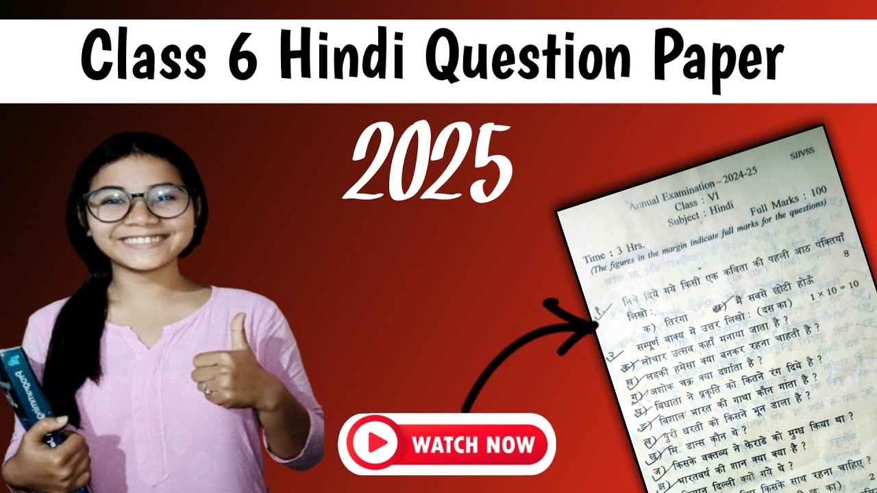Class-6 Hindi Question Paper 2025|| Adarsha Vidya Bhavan|| Assamese ...