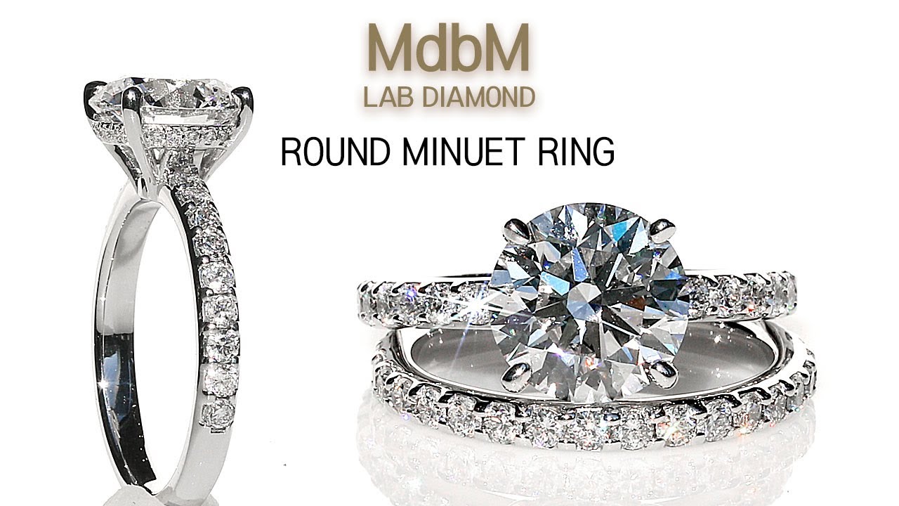 랩다이아몬드 3캐럿 라운드 미뉴에트 반지 ( 3ct Lab Diamond Round Minuet Ring ) - YouTube