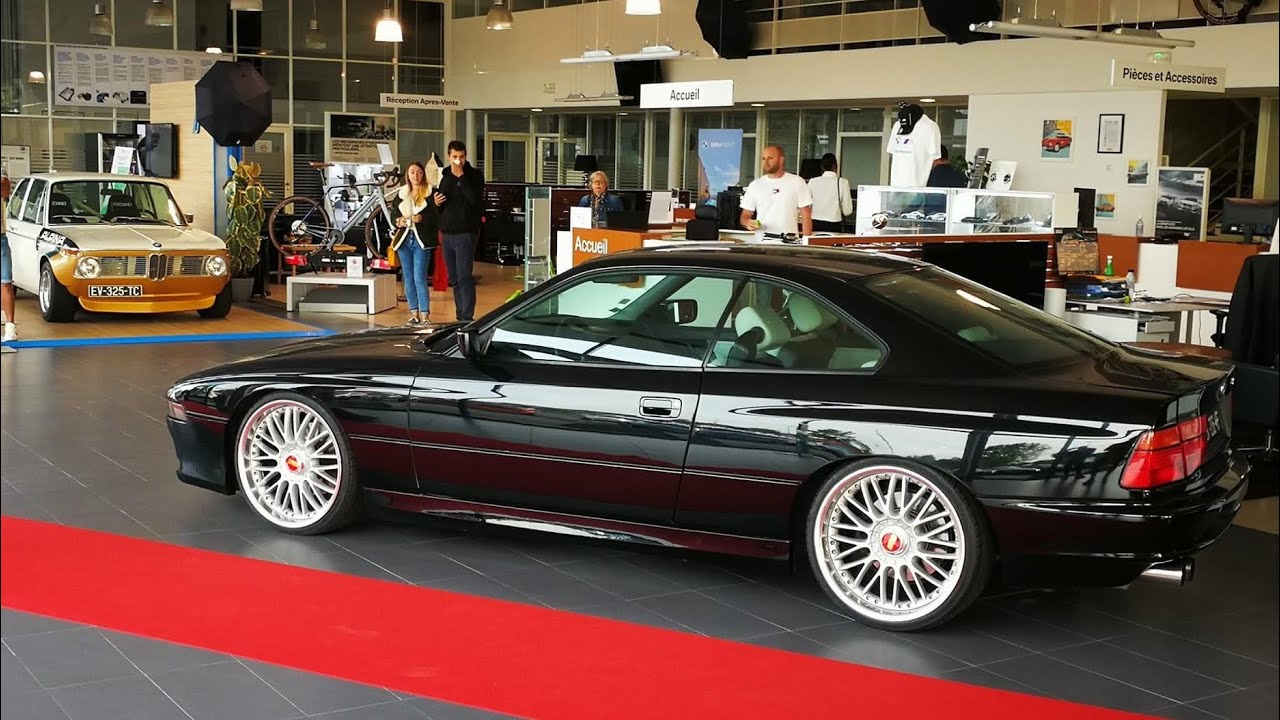 Leaving the bmw dealer after the bmw vintage week with my slammed e31 ...