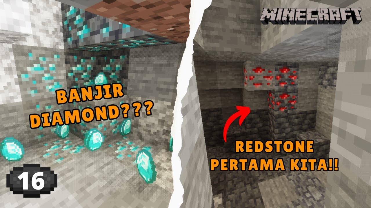 DIAMOND DAN REDSTONE PERTAMA KITA!!! | Minecraft Survival Series - Eps ...