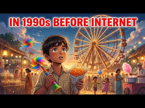 Life Before Internet 📵 | 1990s Indian Village Fair Nostalgia ❤️ | Ghibli Inspired Animation #1990s 