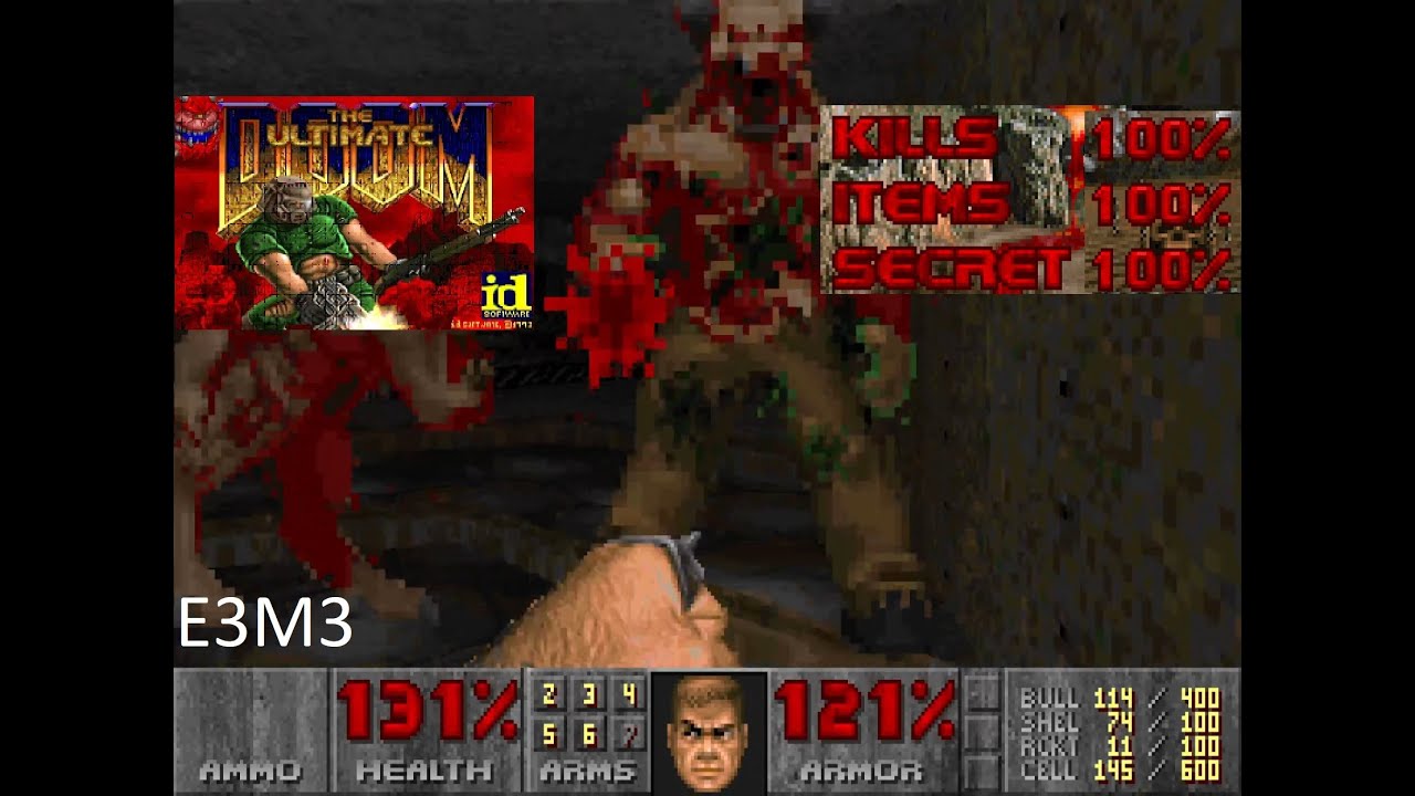 The Ultimate Doom E3M3 Ultra Violence 100% Walkthrough with commentary ...