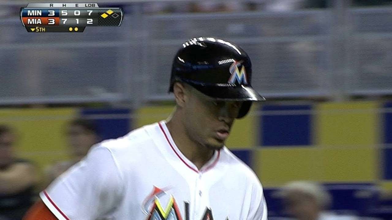 MIN@MIA: Stanton ties game at 3 with RBI groundout - YouTube