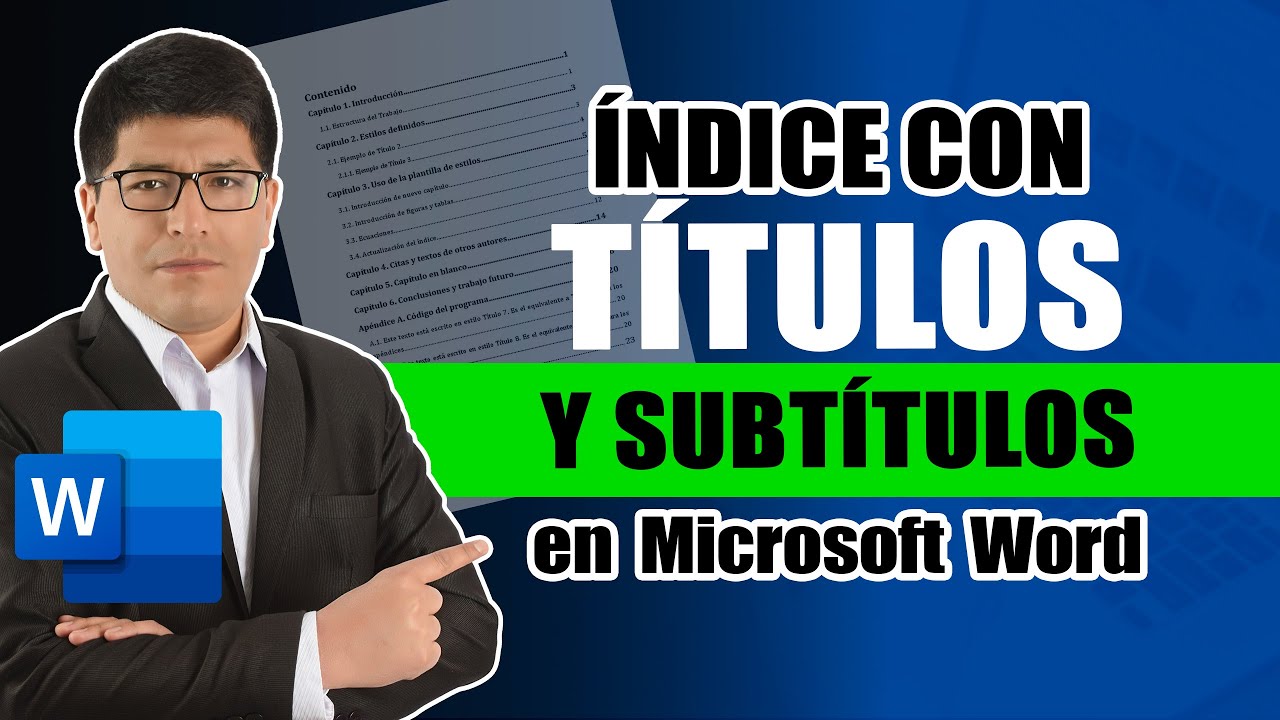 cómo hacer un ÍNDICE en Word Con TÍTULOS y SUBTÍTULOS - YouTube