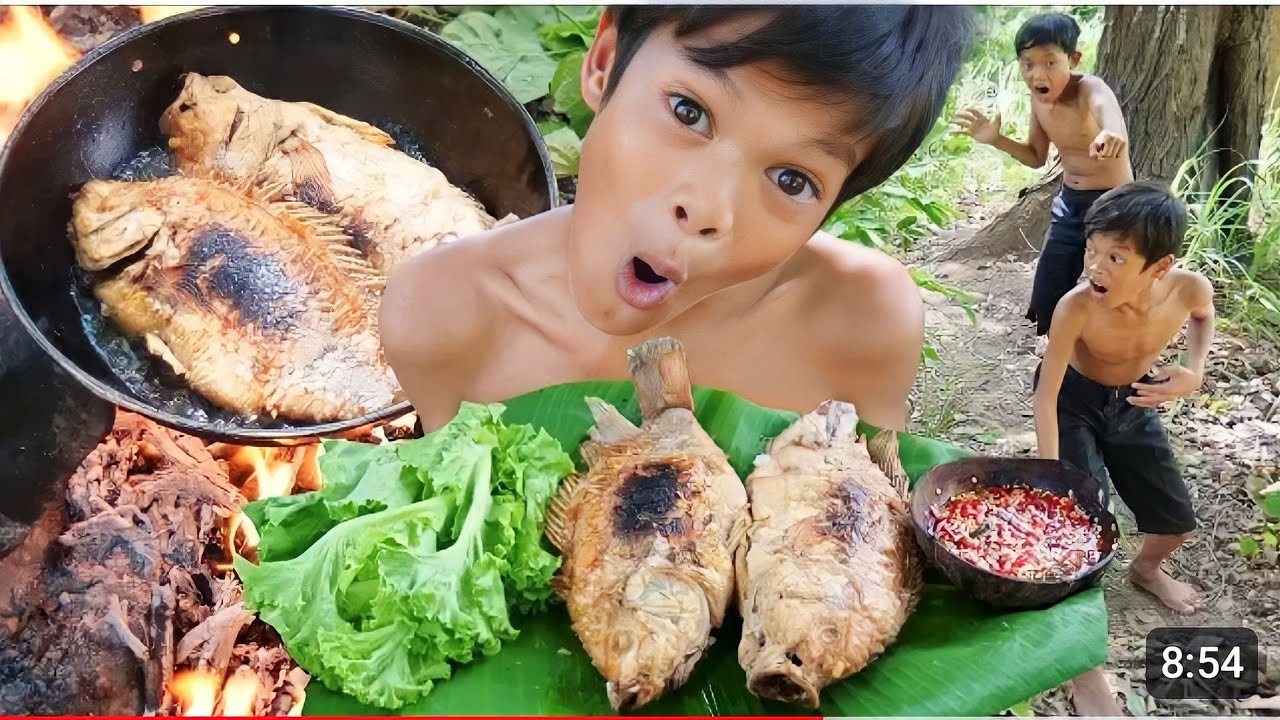 Tuna Fish Steak Recipe Cooking fish recipe and eating in forest | Tina ...