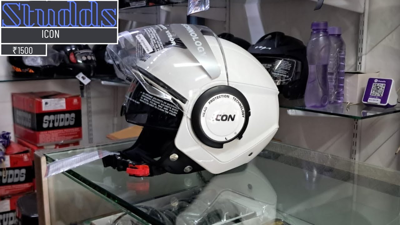 Studds Icon | Price 1500 | White colour | Open Face Dual Visor - YouTube