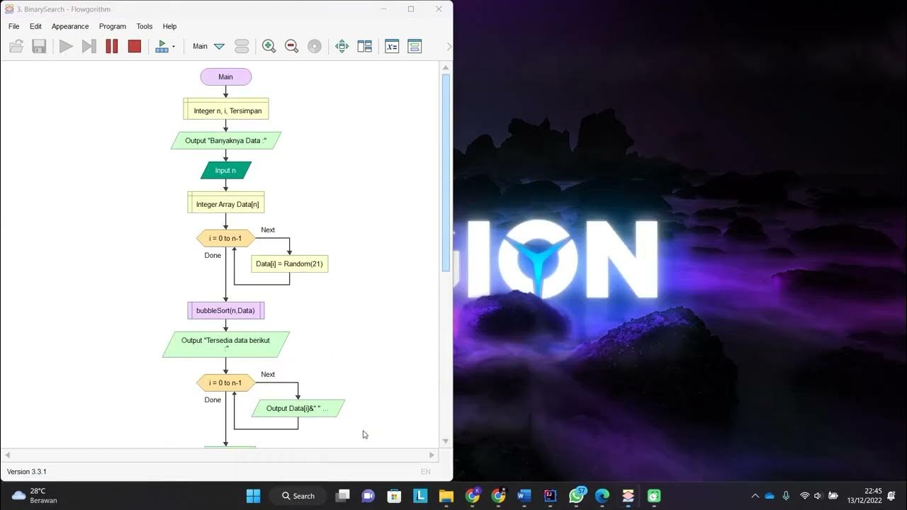 Sequential Search Dan Binary Search Pada Flowgorithm Youtube