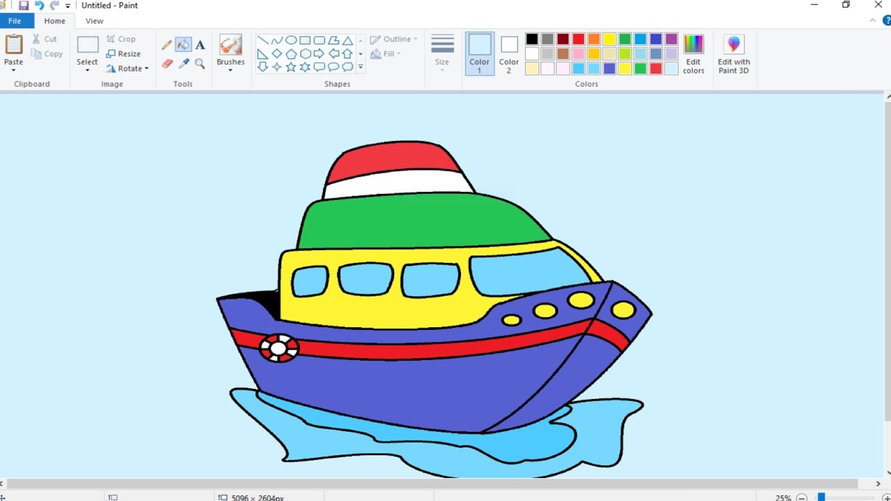 how to draw a ship in mspaint | mspaint me jahaj kaise banaye - YouTube